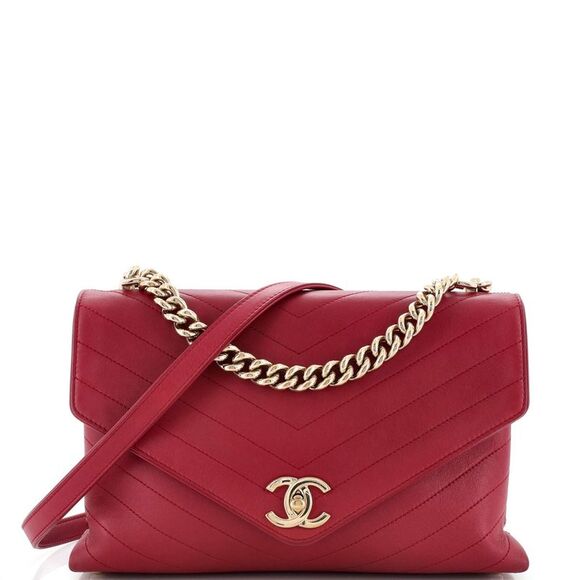 CHANEL | Bags | Chanel Coco Chevron Flap Bag Stitched Calfskin Medium ...